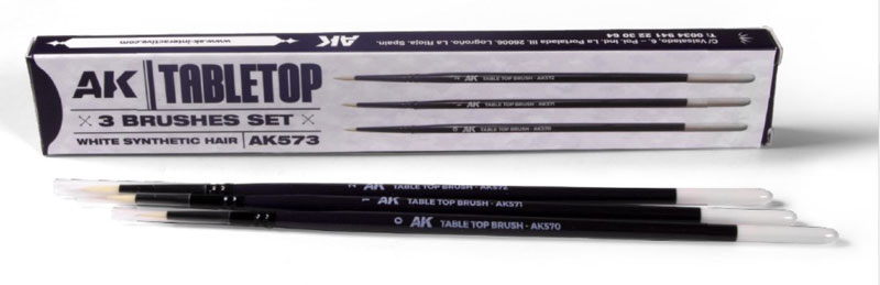 Michigan Toy Soldier Company : AK Interactive - AK Interactive Tabletop 3 Brushes Set: 0,1,2